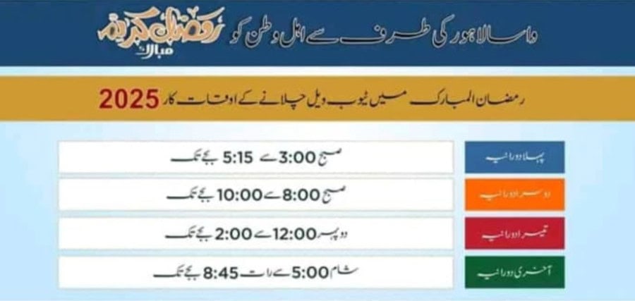 New Water Tube-Well operation Timings for Ramadan 2025; full schedule ...