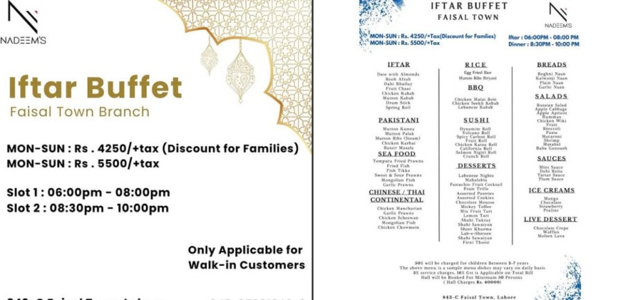 Iftar Buffet Deals in Lahore in Ramazan 2025 - Pakistan Observer