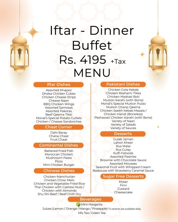 Iftar Buffet Deals in Lahore in Ramazan 2025 - Pakistan Observer
