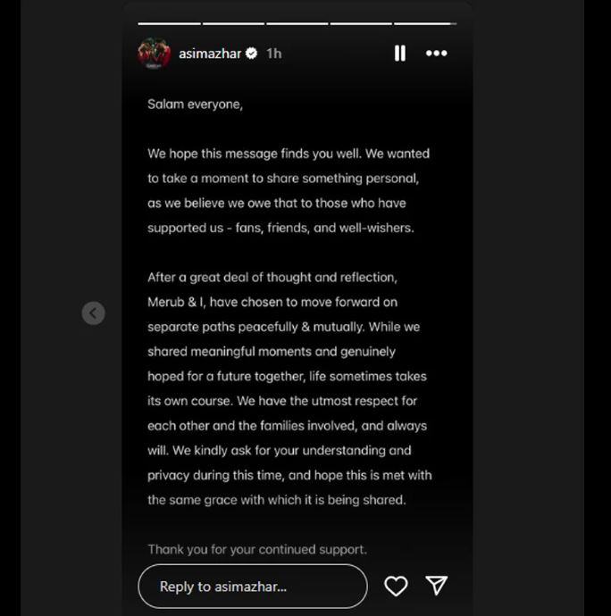 Asim Azhar, Meerub Ali end engagement, part ways amicably - Pakistan Observer