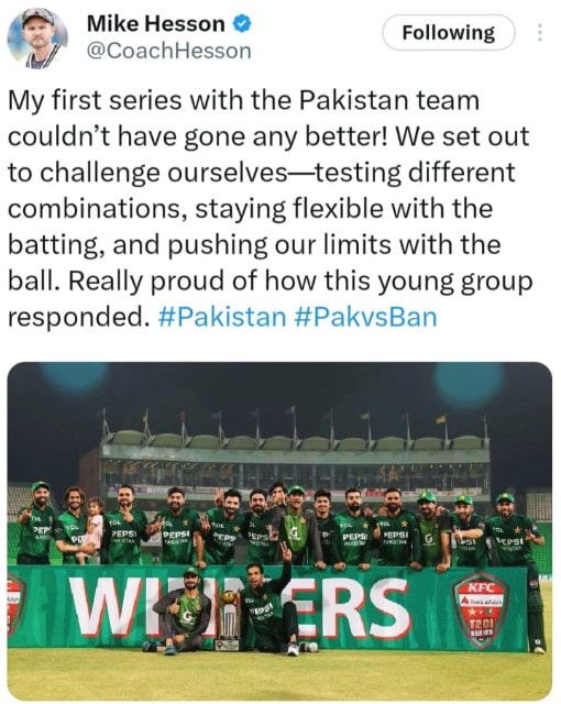 Pakistan's Head Coach Mike Hesson lauds players after Bangladesh ...