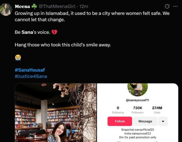 Sana Yousaf: Pakistani Teen TikTok star murdered at home in Islamabad ...