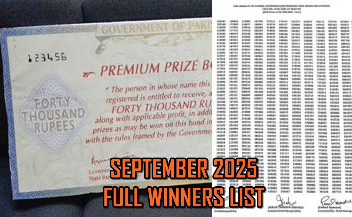 40000 Prize Bond Draw#34 Winners List 10 September 2025 PDF Download ...