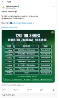 Pakistan, Sri Lanka and Zimbabwe Tri-Nation series schedule revised ...